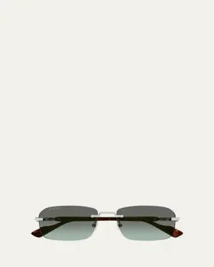 Gucci Gucci Rimless Rectangle Sunglasses Shiny Silver