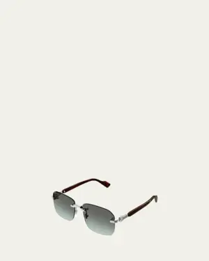 Gucci Rimless Rectangle Sunglasses - Shiny Silver