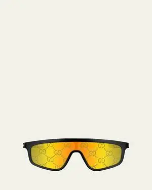 Gucci Gucci GG Monogram Shield Sunglasses - Black Yellow