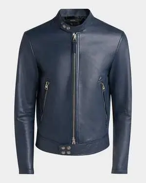 Men's Navy Leather Jackets