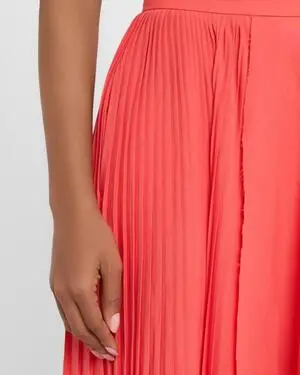 Alexander McQueen Pleated Asymmetric Draped Midi Skirt