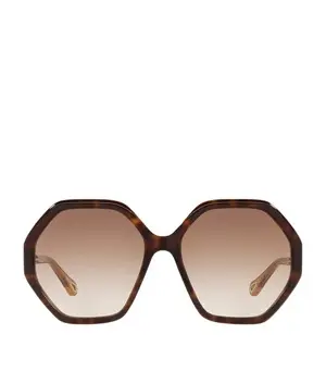 Chloé Acetate Geometric Sunglasses - Brown