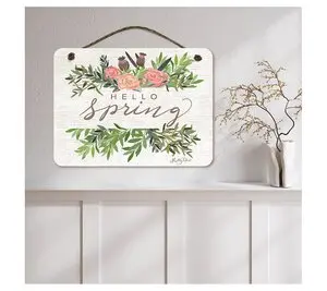 COURTSIDE MARKET Hello Spring 12x16 Artboard Wi Th Twine - One-color
