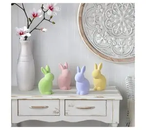 VALERIE PARR HILL 7.5' Flocked Sitting Bunny Set Of 4 Valerie - One-color