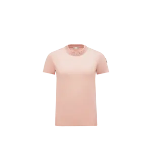 Moncler Moncler Collection Cotton T-Shirt With Crochet Neckline Pink