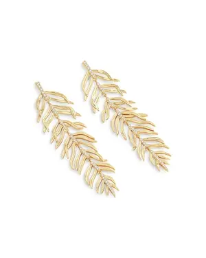 ANABEL ARAM Pave Palm Leaf Linear Drop Earrings
