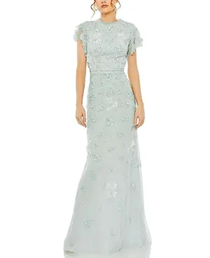 Women's High Neck Embellished Evening Dresses