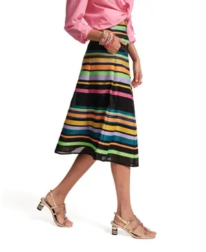FRANCES VALENTINE Mercer Striped Midi Skirt