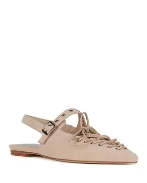 Jeffrey Campbell Geralt Tie Slingback Flats - Beige Suede