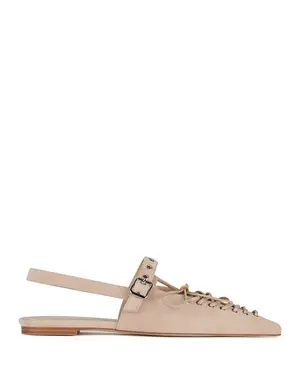 Jeffrey Campbell Geralt Tie Slingback Flats - Beige Suede