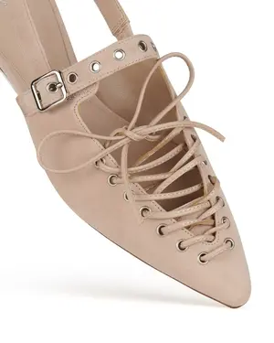 Jeffrey Campbell Geralt Tie Slingback Flats - Beige Suede