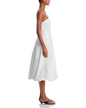 Aqua Strapless Midi Bubble Dress - White