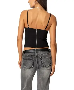EDIKTED Liana Cut Out Tank Top - Black