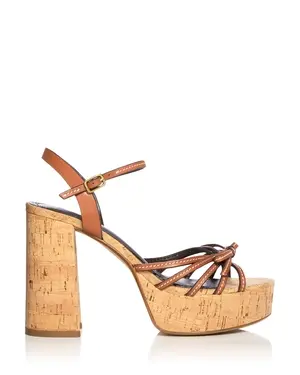 Aqua Geler Platform Sandals - Cognac Leather