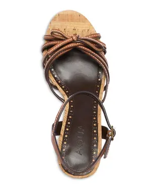Aqua Geler Platform Sandals - Cognac Leather
