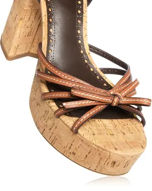 Aqua Geler Platform Sandals - Cognac Leather