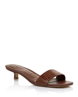 Aqua Etta Heeled Sandals - Cognac Croco