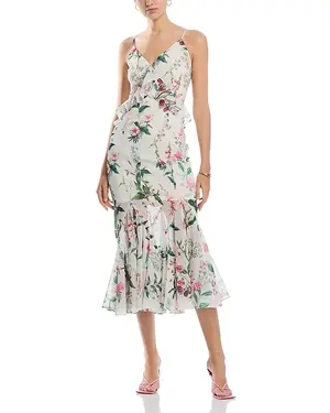 KOKO + MASON Ruffled Midi Dress - Ivory Floral