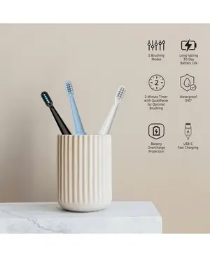 PURSONIC Usb Rechargeable Electric Toothbrush With 12 Brush Heads - Black