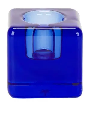 MAISON BALZAC Le Cube Single Candle Holder In Blue - Indigo