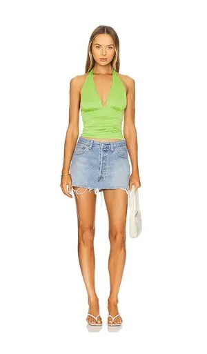 Good American Slinky Jersey Halterneck Top - Lime005