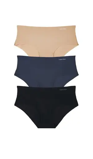 Calvin Klein Hipster 3 Pack In Brown - Nude  Navy & Black