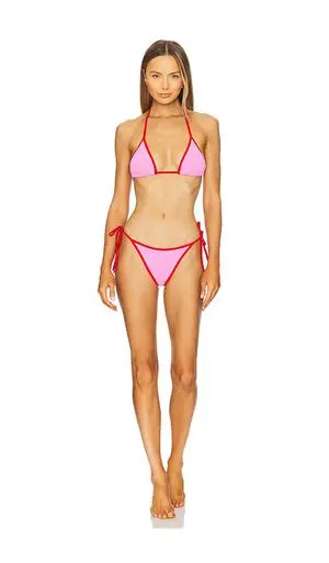 Hunza G Gina Contrast Bikini Set - Bubblegum & Red