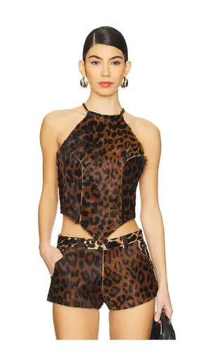 UNDERSTATED LEATHER Leather Halter Top