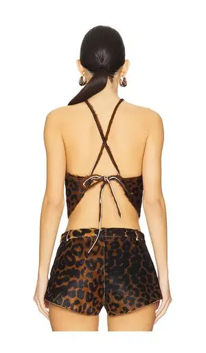 UNDERSTATED LEATHER Leather Halter Top