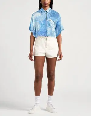 ICE PLAY Cropped Viscose Shirt With Floral Print And Piped Trims