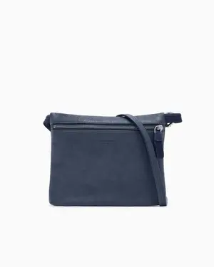 Giorgio Armani Crossbody Bag In Pebbled Leather - Blue
