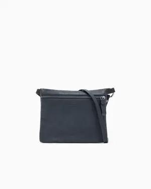 Giorgio Armani Crossbody Bag In Pebbled Leather - Brown