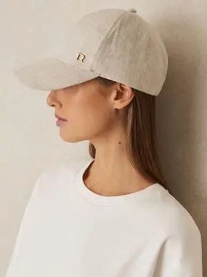 REISS Lilly Linen Baseball Cap