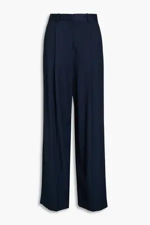 Theory Twill Wide-leg Pants - Navy