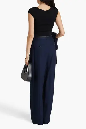 Theory Twill Wide-leg Pants - Navy