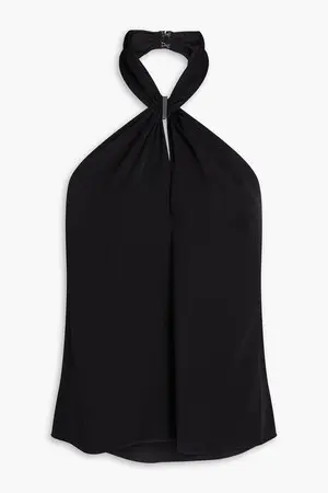 Theory Embellished Silk-satin Halterneck Top - Black