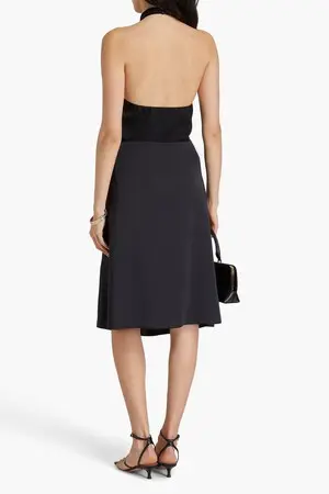 Theory Embellished Silk-satin Halterneck Top - Black
