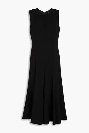 Theory Fluted Crepe Midi Dress - Black
