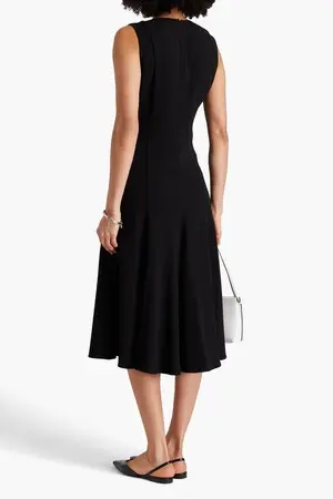 Theory Fluted Crepe Midi Dress - Black