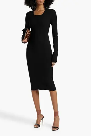 Rick Owens Column Cutout Stretch-knit Midi Dress - Black