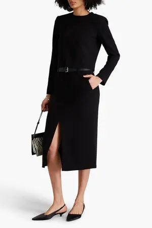 Theory Crepe Midi Pencil Skirt - Black