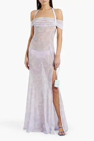 Jacquemus Cutout Printed Halterneck Maxi Dress