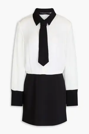 Alice + Olivia Alice + Olivia Two-Tone Shirt Mini Dress - Black