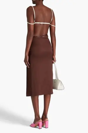 Jacquemus Notte Embellished Satin Midi Skirt - Chocolate