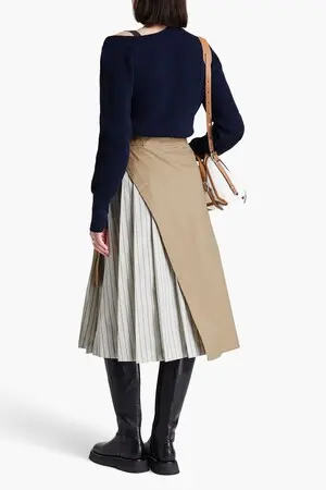 3.1 Phillip Lim Layered Striped Cotton-blend Poplin And Canvas Midi Skirt