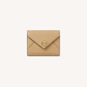 Chloé Small Envelope Tri-fold In Grained Leather Beige