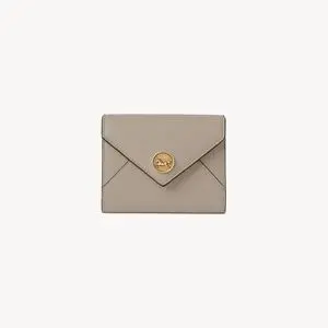 Chloé Small Envelope Tri-fold In Grained Leather Grey