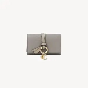 Chloé Alphabet Key Case In Grained Leather Grey