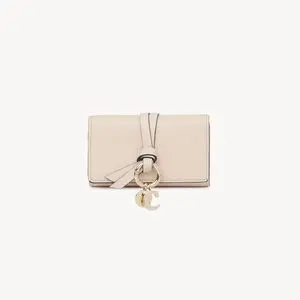 Chloé Alphabet Key Case In Grained Leather Pink