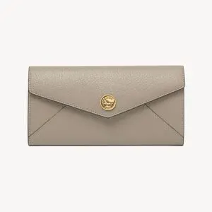 Chloé Envelope Long Wallet With Flap In Grained Leather Grey